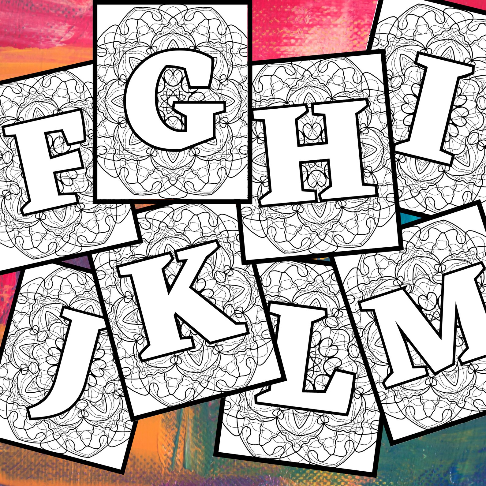 Alphabet Mandala Coloring Pages A-Z and Symbols, Instant Download Pdf ...