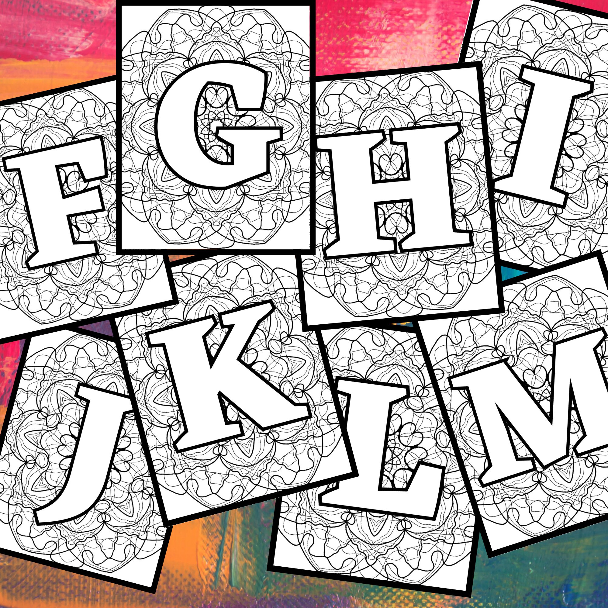 Alphabet Mandala Coloring Pages A-Z and Symbols, Instant Download Pdf ...