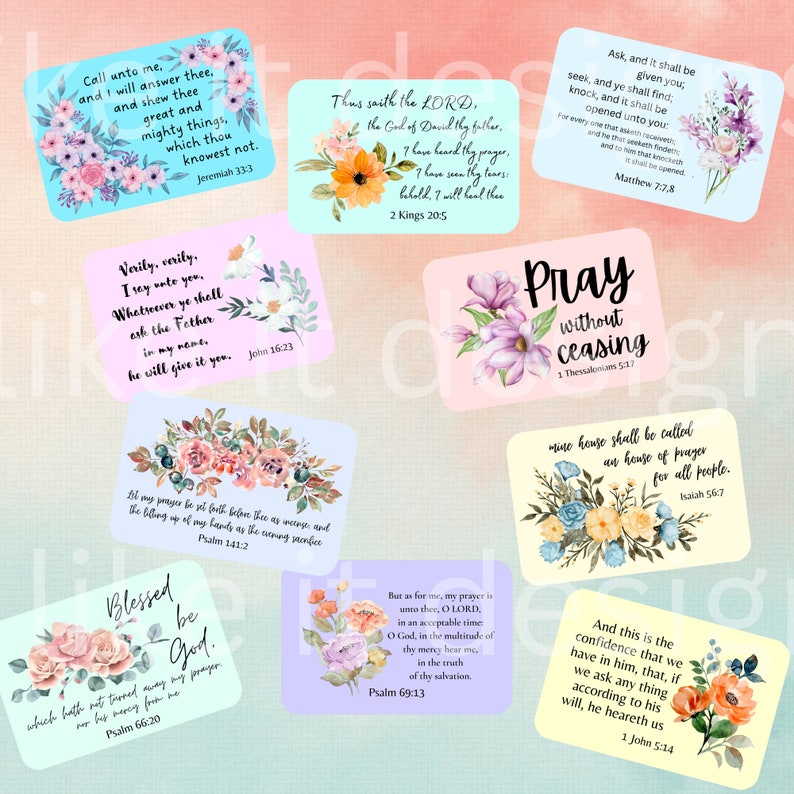 20 KJV Prayer Bible Verse Printable Cards,printable Scripture Note ...