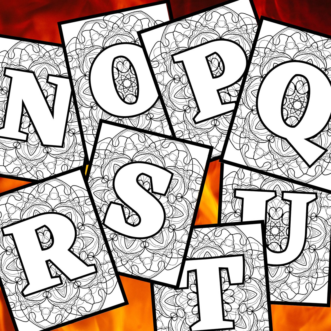 Alphabet Mandala Coloring Pages A-Z and Symbols, Instant Download Pdf ...