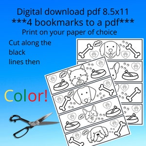 8 Printable Coloring Bookmarks With Dogs Puppies,i Love Dogs,school ...