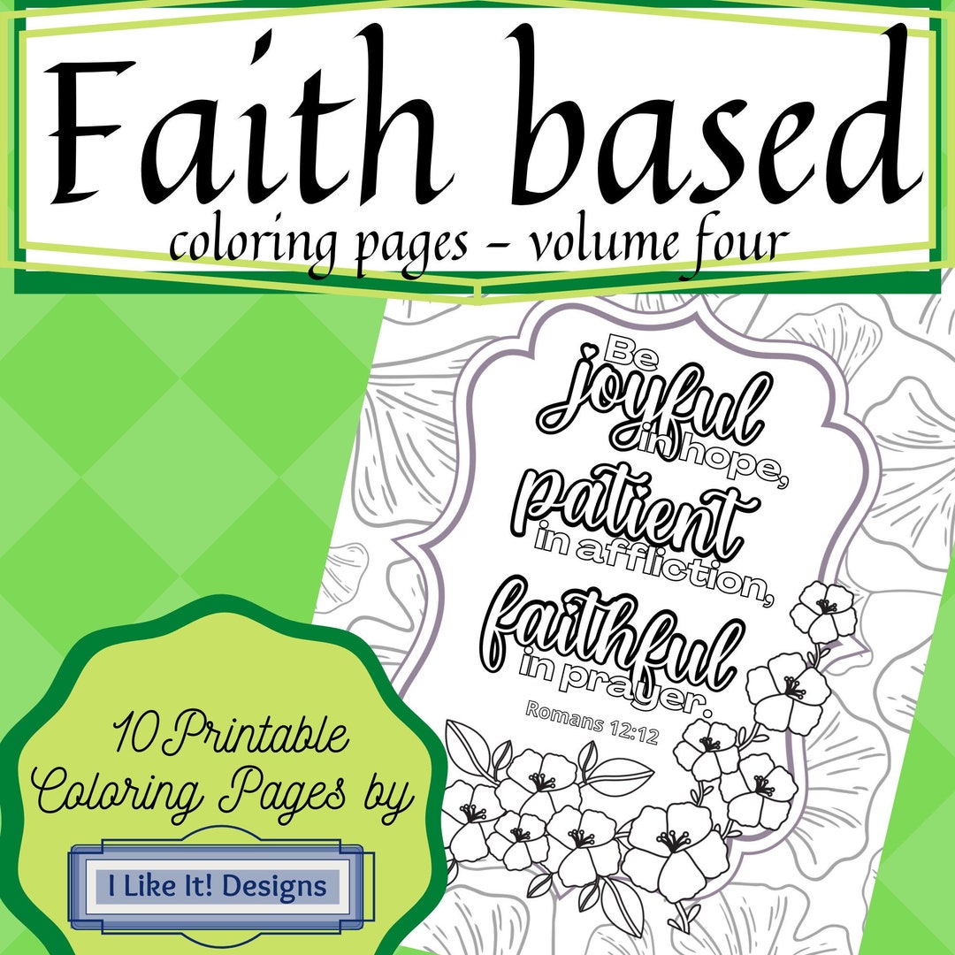 10 Printable Faith Based Coloring Pages Vol 4, Printable Pdf, Instant ...