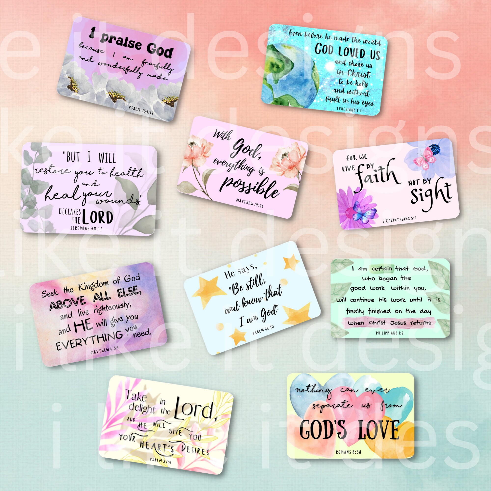 20 Encouraging Bible Verse Printable Cards Esv,printable Scripture Note ...