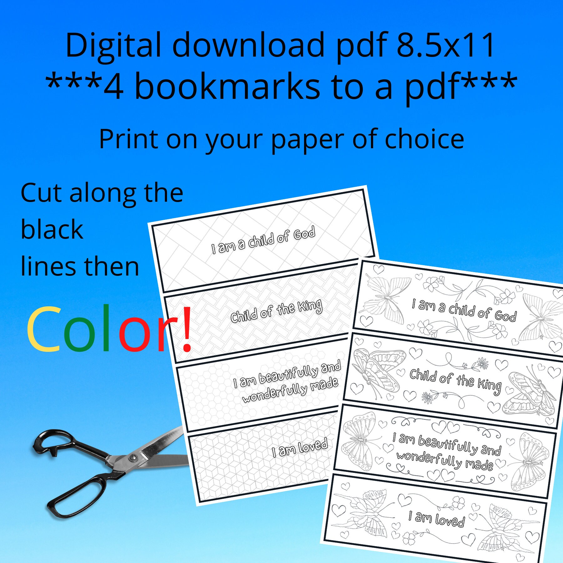 8 Printable Coloring Bookmarks With Butterflies or Geometric Patterns ...