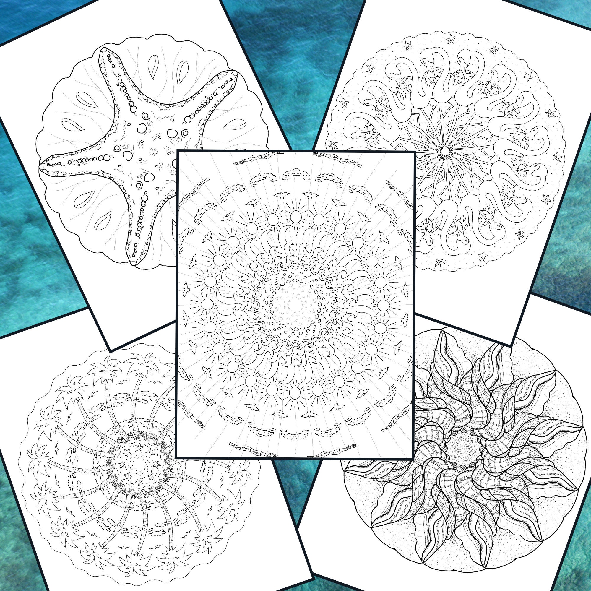 10 Printable Mandala Beach Theme Coloring Pages Vol 1 in 1 PDF, Adult ...