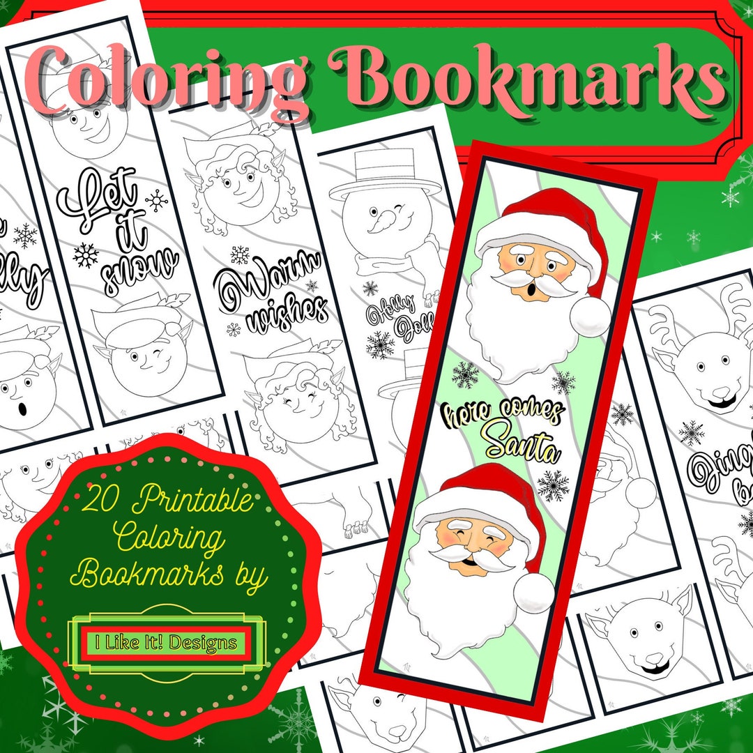 20 Printable Coloring Bookmarks for Christmas to Color VOLUME 1,fun ...