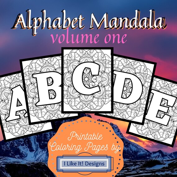 Alphabet Mandala Coloring Pages A-Z and Symbols Instant | Etsy