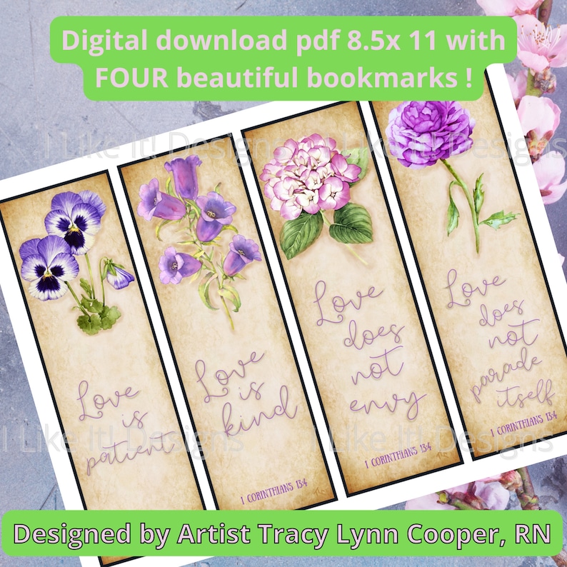 Printable Vintage Bible Scripture Bookmarks 1 Corinthians 13 Love,bible ...