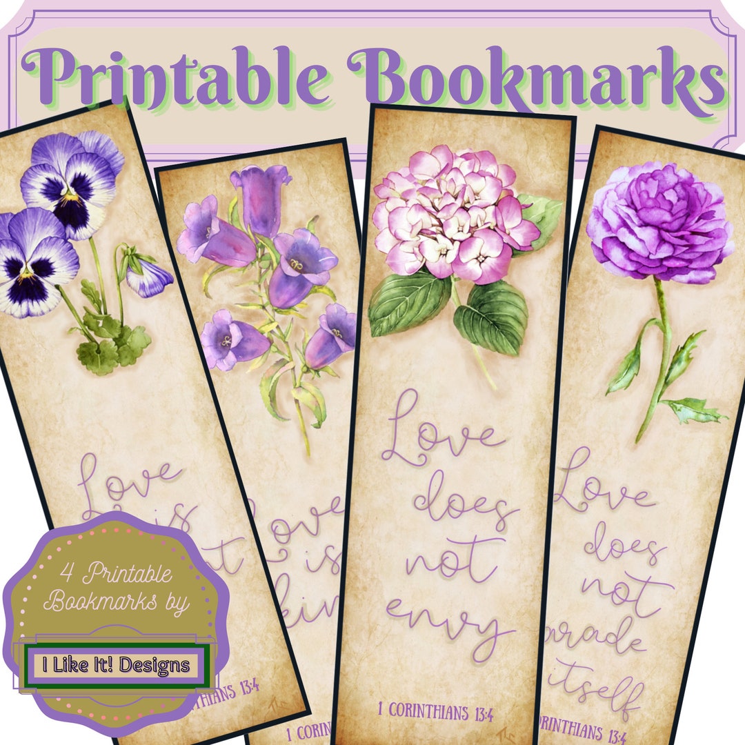 Printable Vintage Bible Scripture Bookmarks 1 Corinthians 13 Love,bible ...