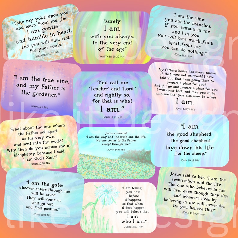 24 Printable Scripture Cards I AM Statements by Jesus Niv,scripture ...