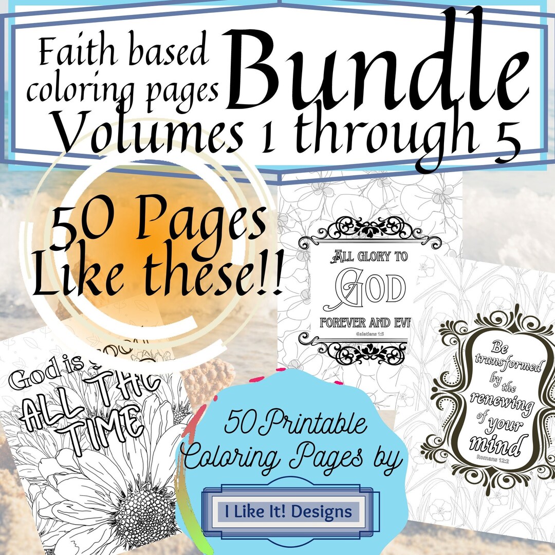 50 Printable Faith Based Coloring Pages Bundle Vol 1 Thru 5, Printable ...