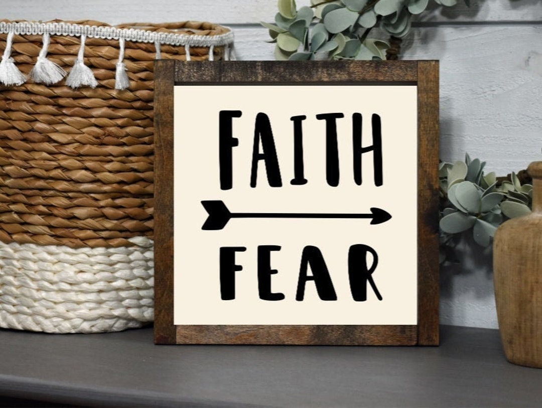 Faith Over Fear, Faith Rustic Sign, Inspirational Rustic Wood Framed ...