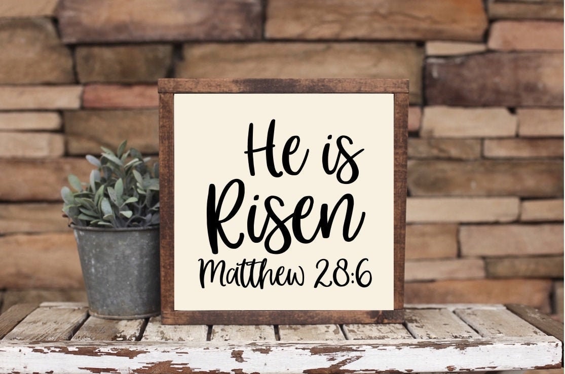 He is Risen Matthew 28:6 Easter Wood Framed Sign Bible - Etsy