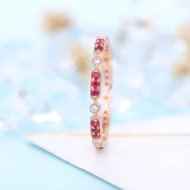 Ruby Wedding Band - Etsy