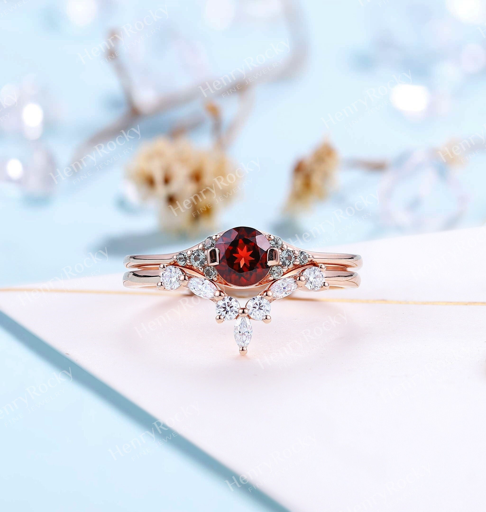 Blue Garnet Engagement Ring