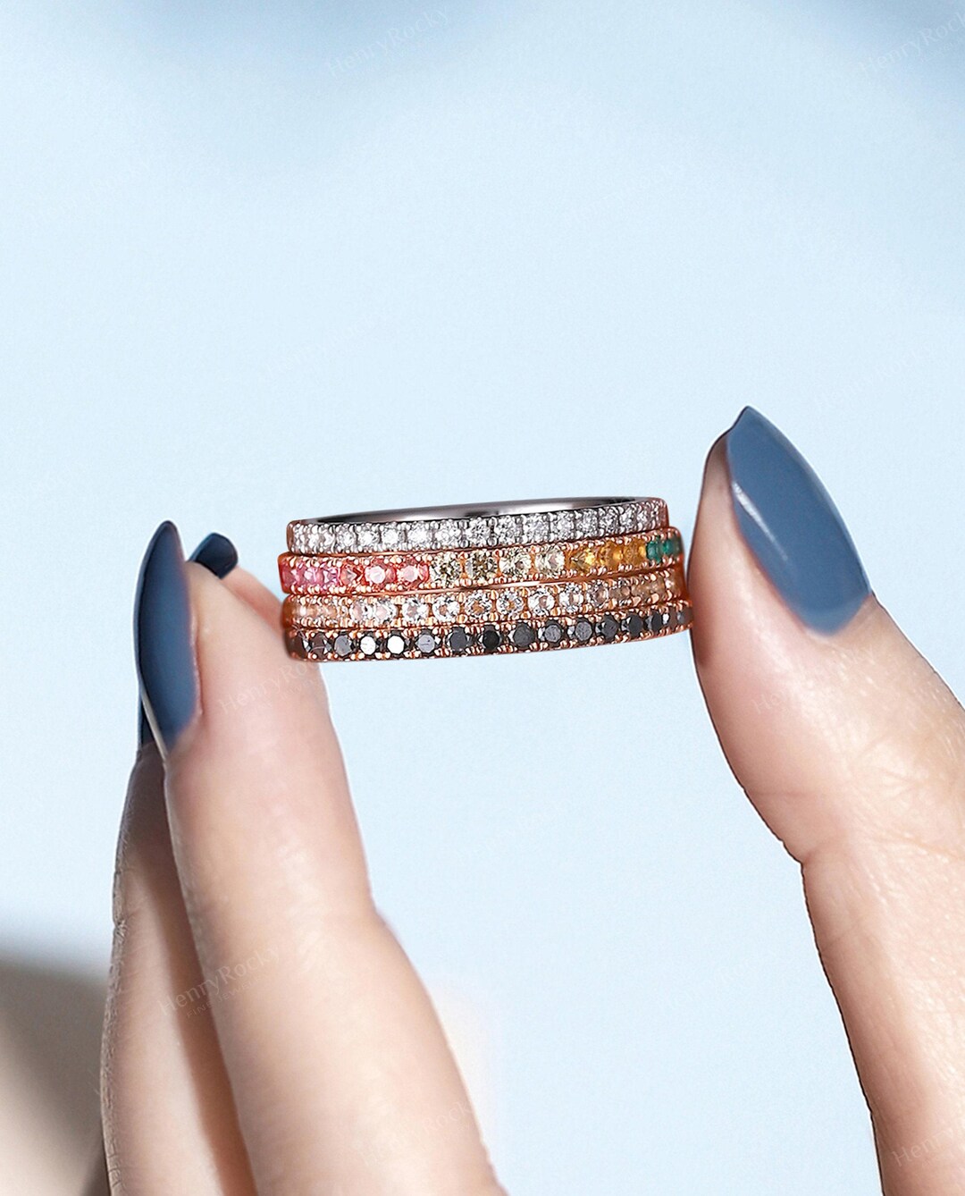 Multi Gemstone Rinbow Ring - “love is Love” Half Eternity Band | LGBTQ ...