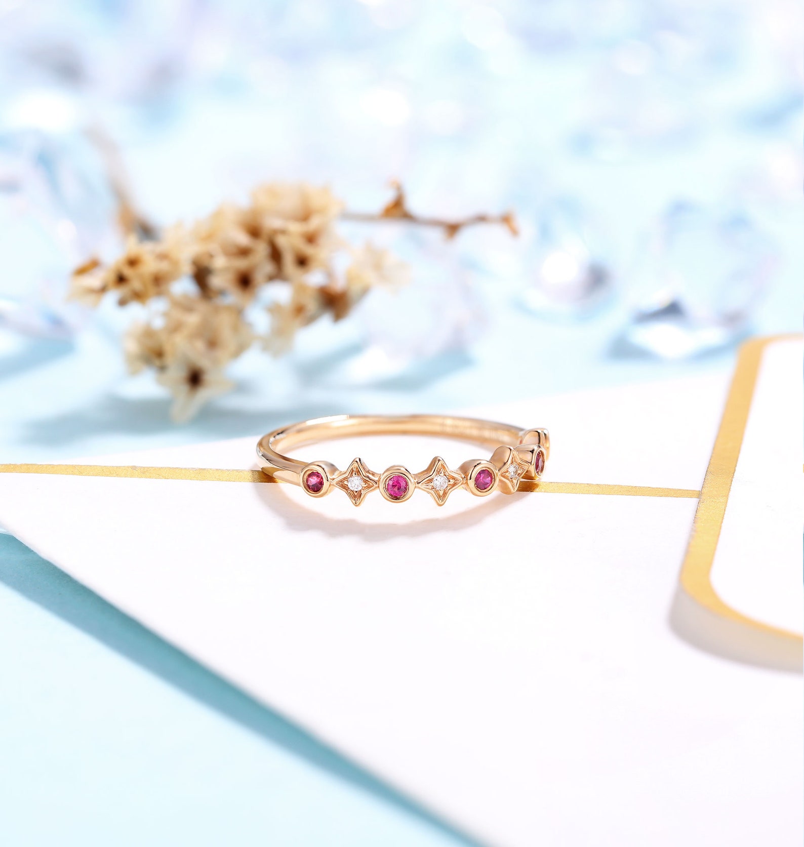 Delicate Wedding Band Rose Gold Women Vintage Diamond | Etsy