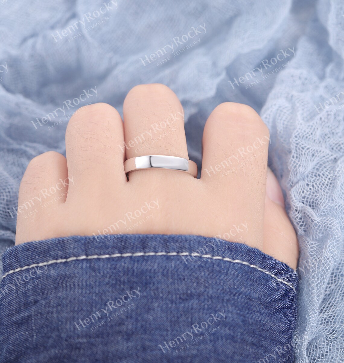 Plain Gold Wedding Band Rings Vintage Men's White Gold Art - Etsy