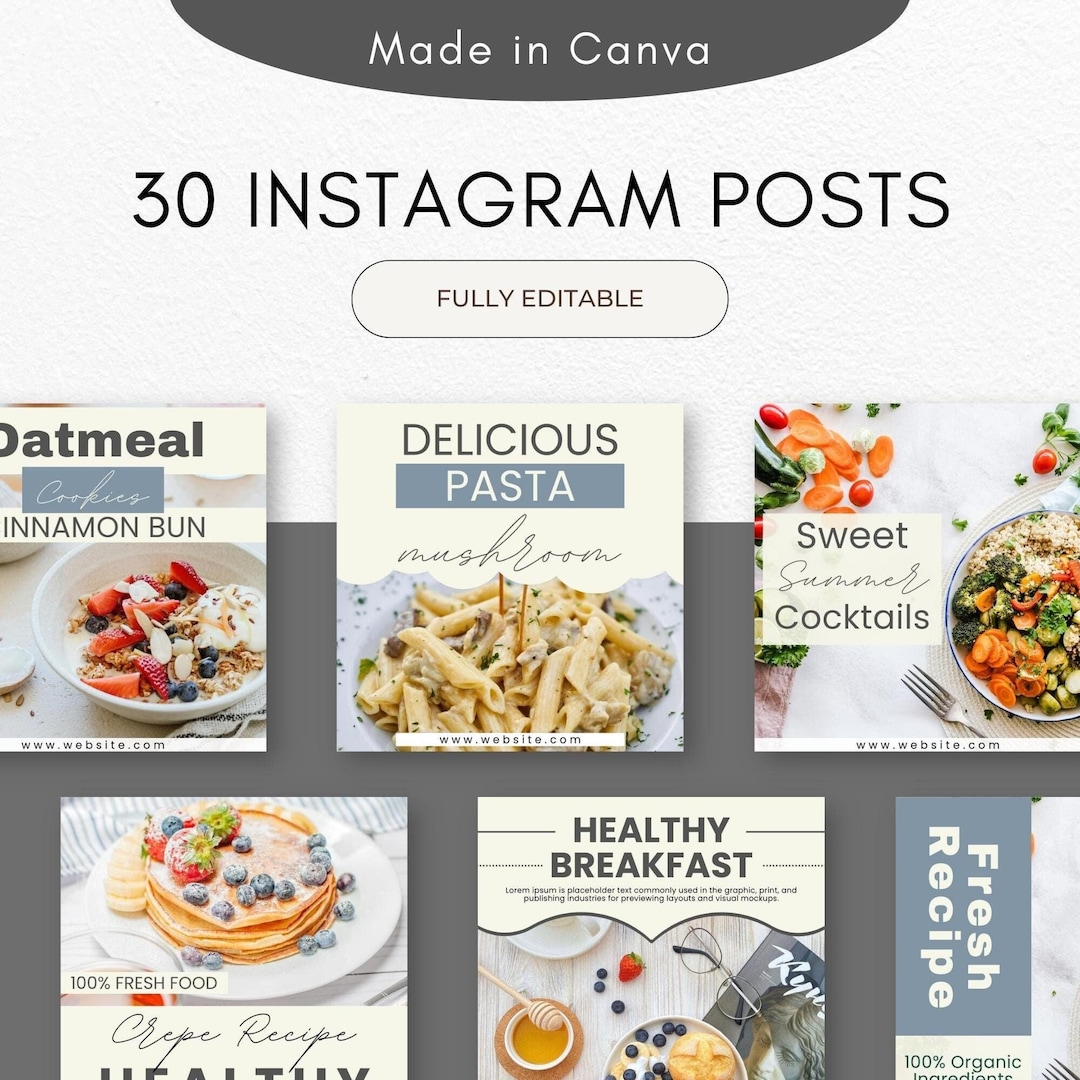 30 Instagram Food Templates, Foodie Canva Templates, Social Media ...