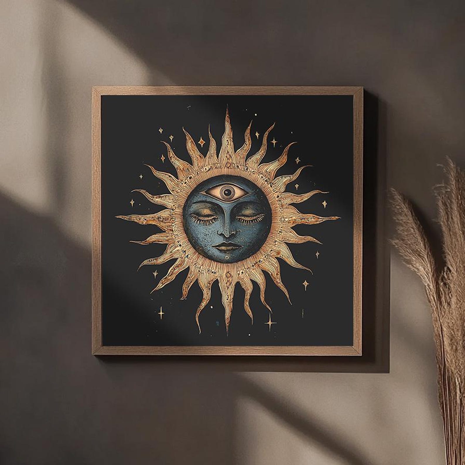 Third Eye Sun Art Print | Witchy Wall Art in Boho Tarot Style | Shadow ...