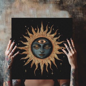 Third Eye Sun Art Print | Witchy Wall Art in Boho Tarot Style | Shadow ...