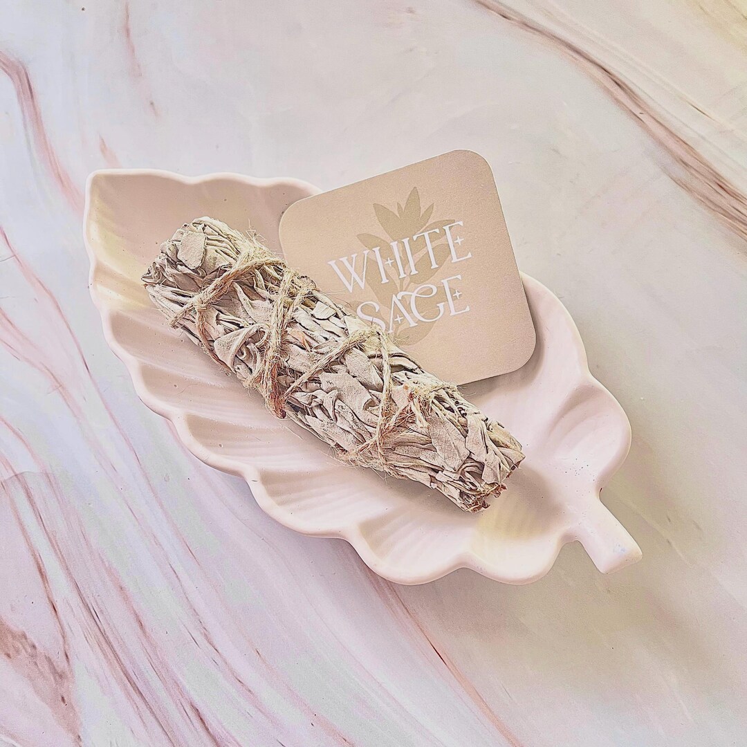 Handmade Gypsum Leaf Tray | White Sage Burning Dish | Jewelry or ...