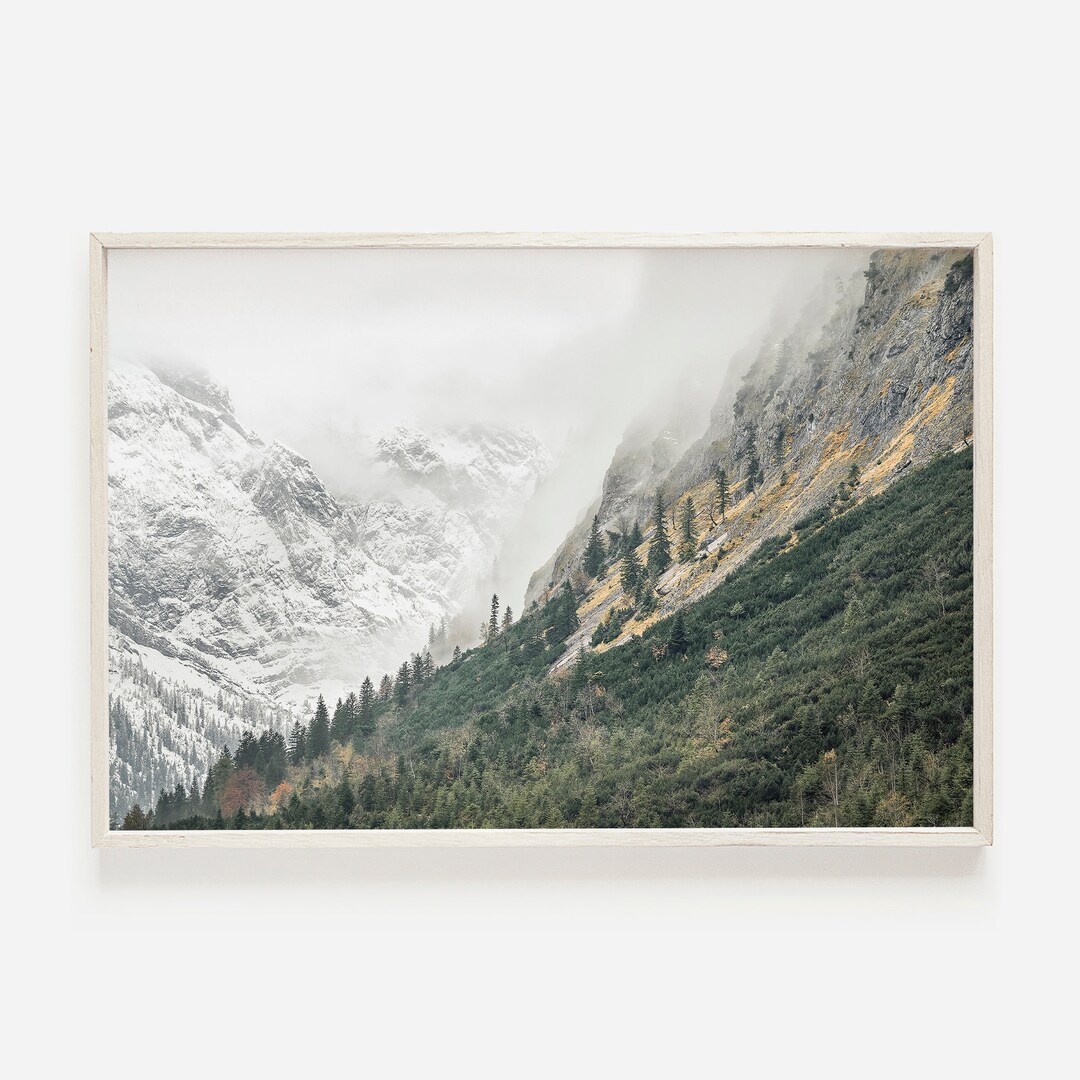 Mountainside Forest, Nature Print, Pine Forest Wall Art, Trees ...