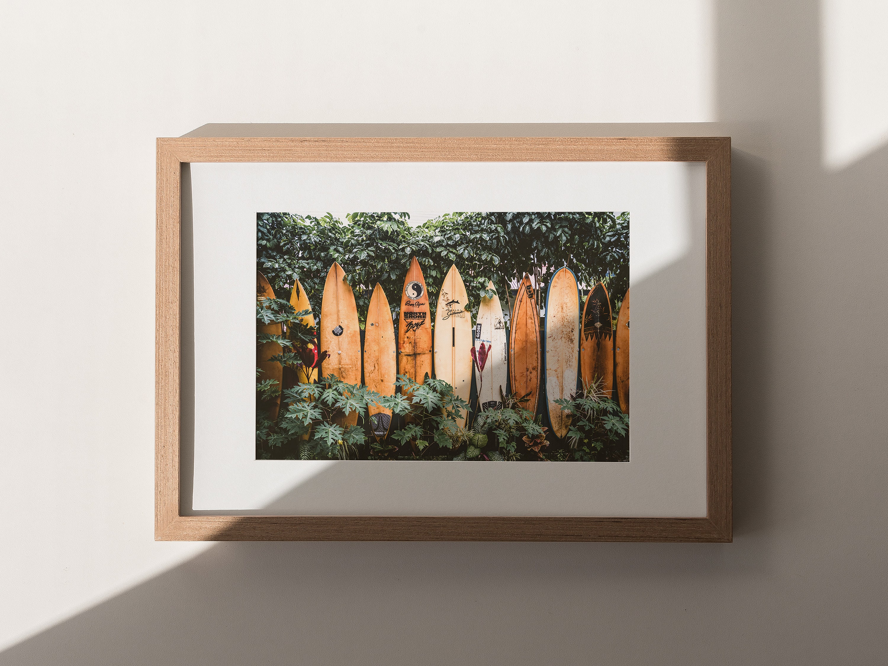 Surfboards in Hawaii, Tropical Forest Landscape, Surfing Ocean Print ...