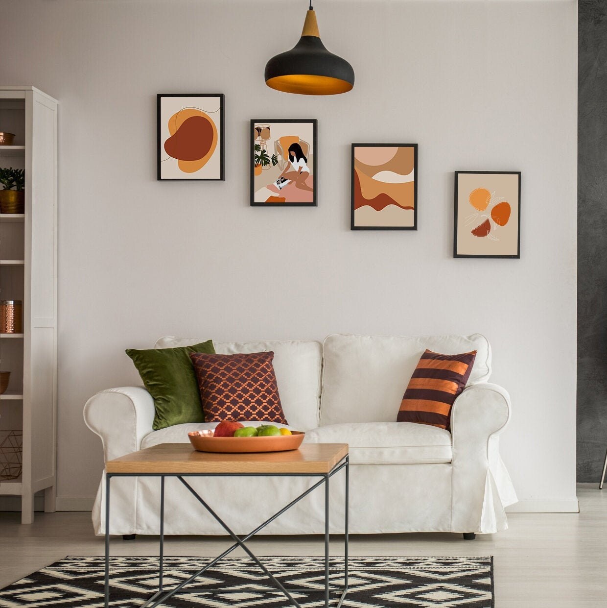 Modern Art Set of 6 Terracotta Abstract Art Set Warm Art | Etsy