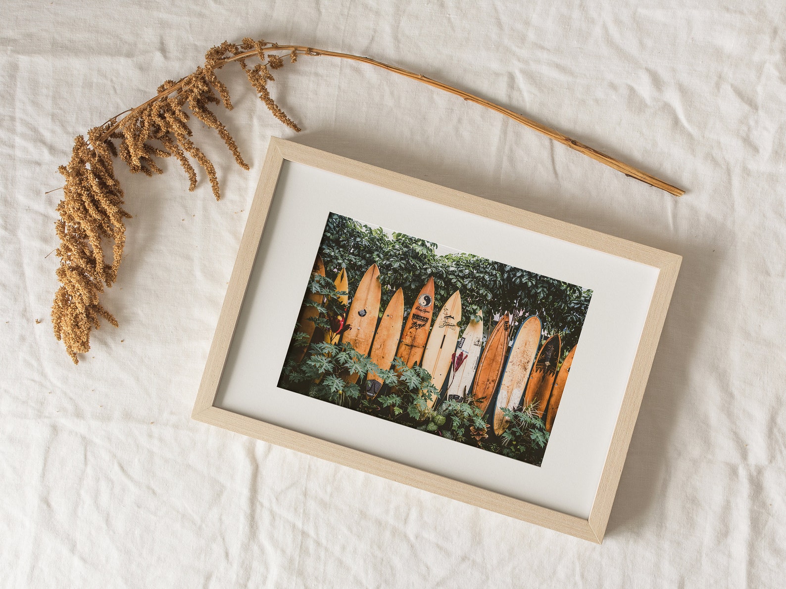 Surfboards in Hawaii, Tropical Forest Landscape, Surfing Ocean Print ...