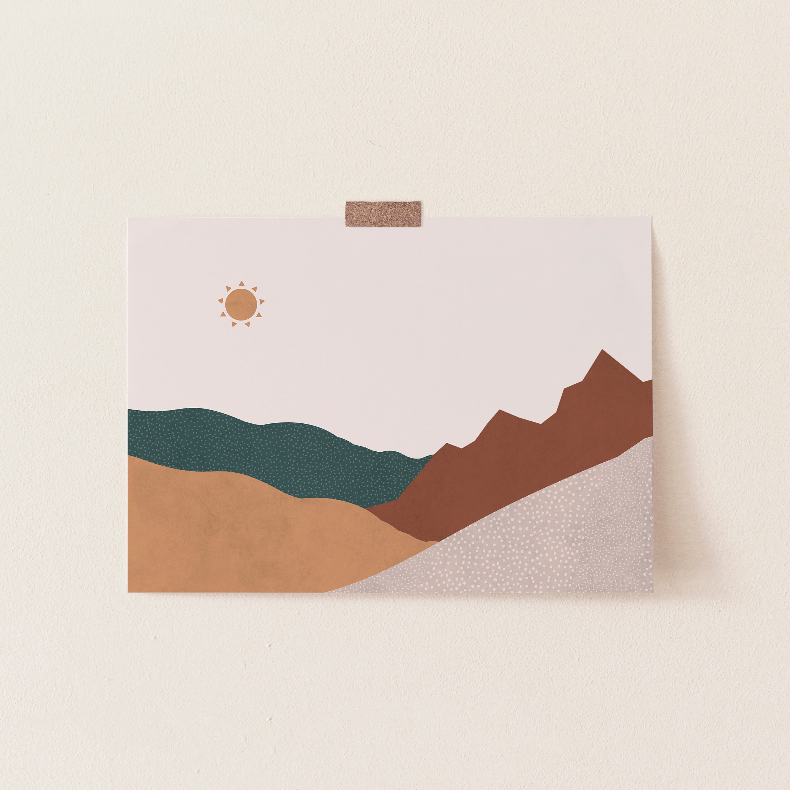 Desert Sky Abstract Art Print Color Block Mid Century Indigo | Etsy
