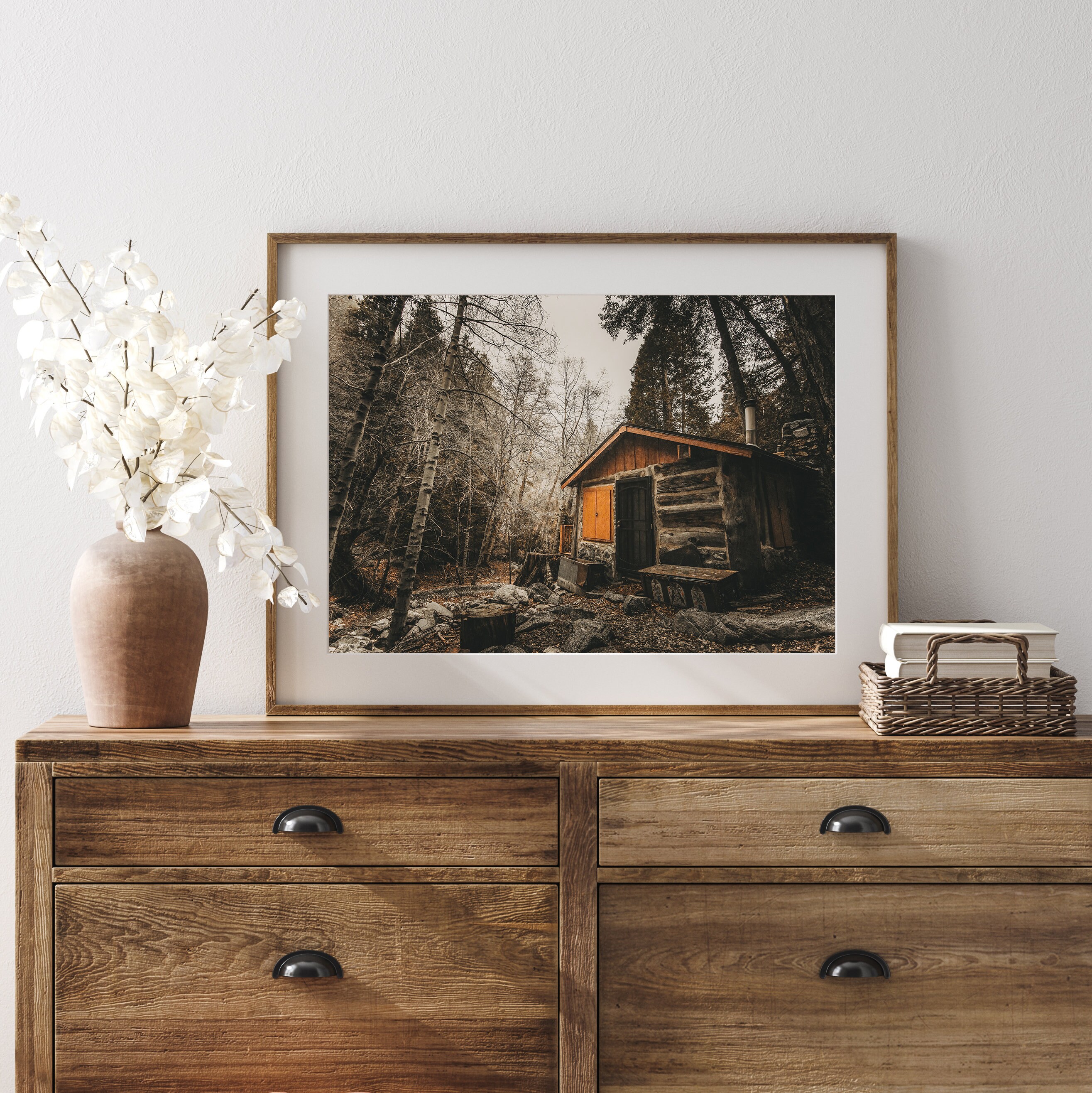 Moody Forest Print, Log Cabin Wall Art, Rustic Home Decor, Modern Cabin ...