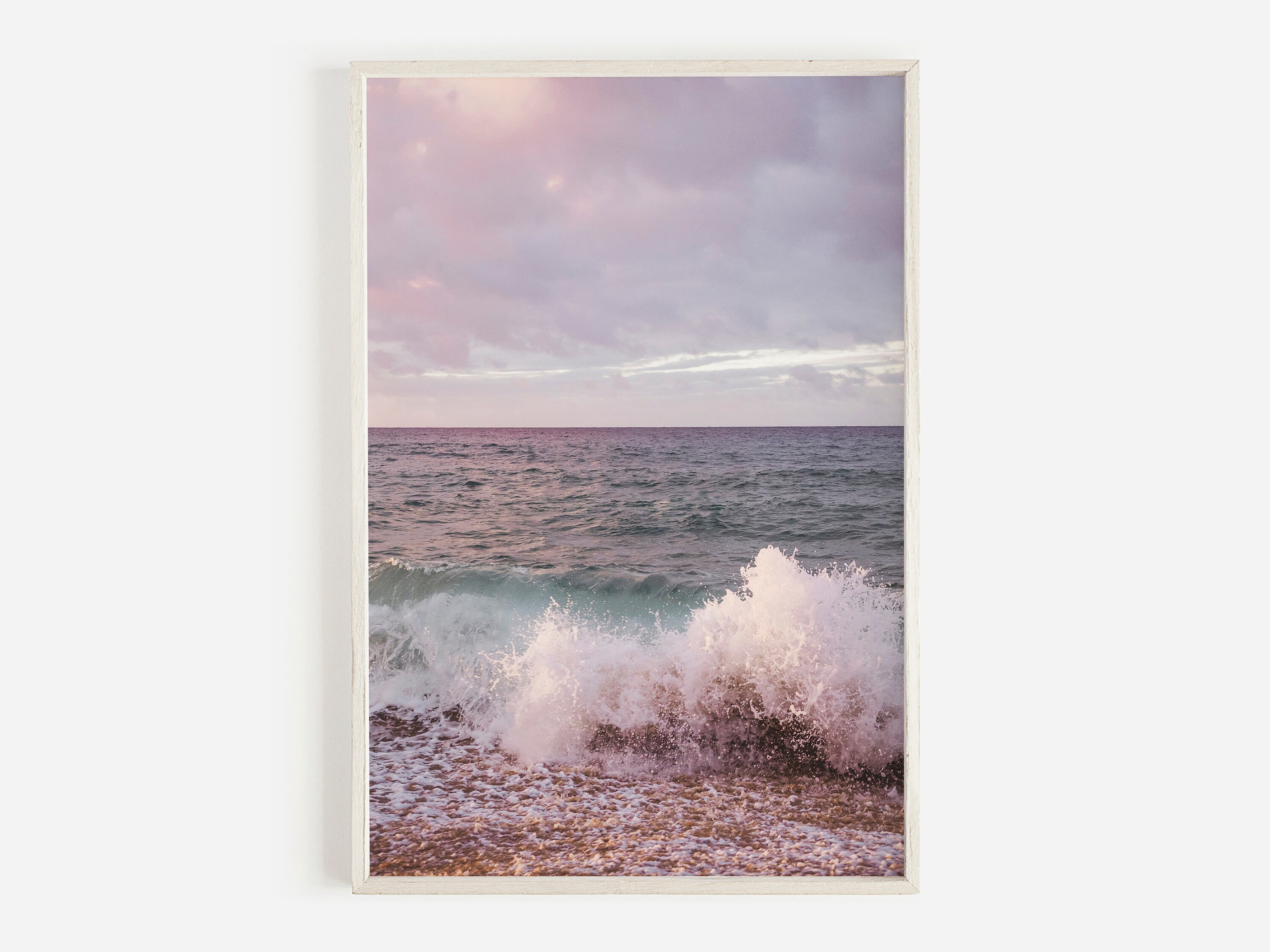 Boho Beach Print Sunset Ocean Photo Waves Crashing on Beach | Etsy