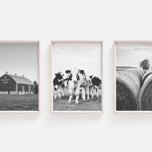 Set of 3 Farmhouse Wall Decor Print Set Large Black and White - Etsy