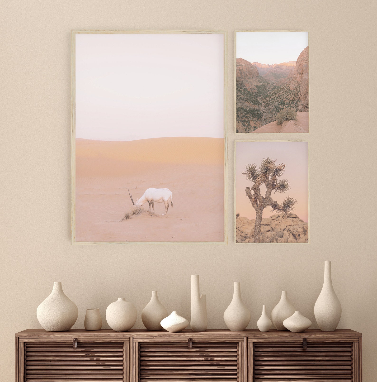 Pastel Desert Print Set of 3 Prints Desert Animal Wall Art - Etsy