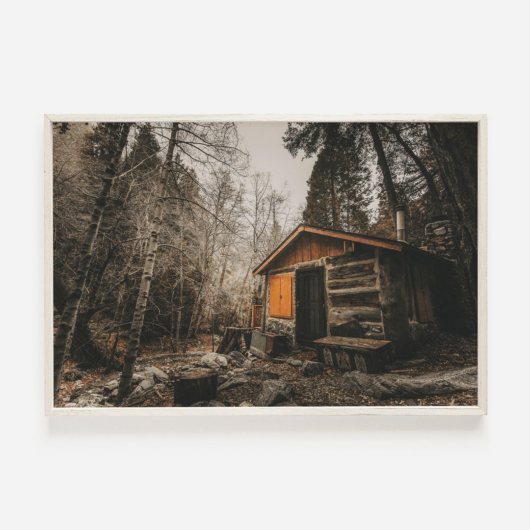 Moody Forest Print, Log Cabin Wall Art, Rustic Home Decor, Modern Cabin ...