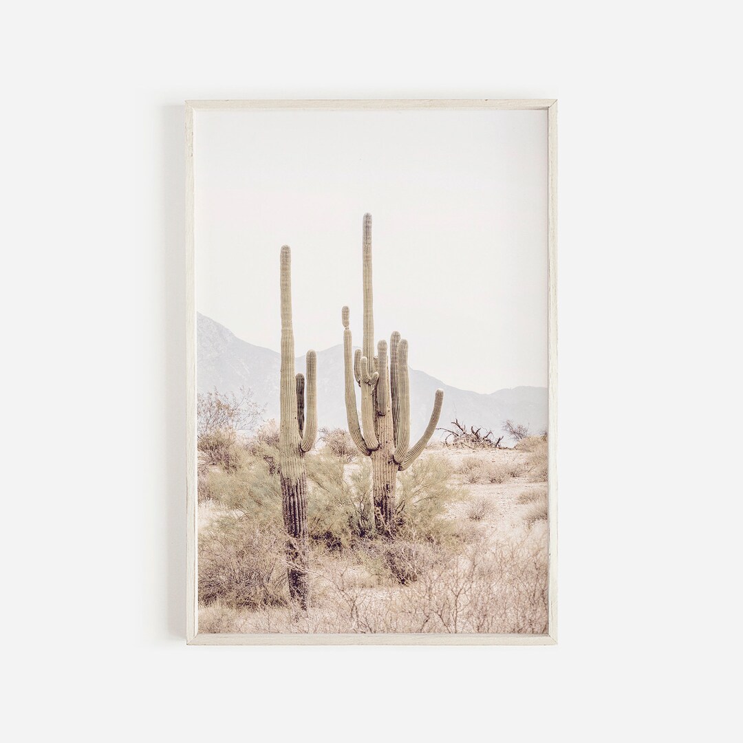 Arizona Desert Poster, Four Peaks Landscape, Saguaro Cactus Printable ...