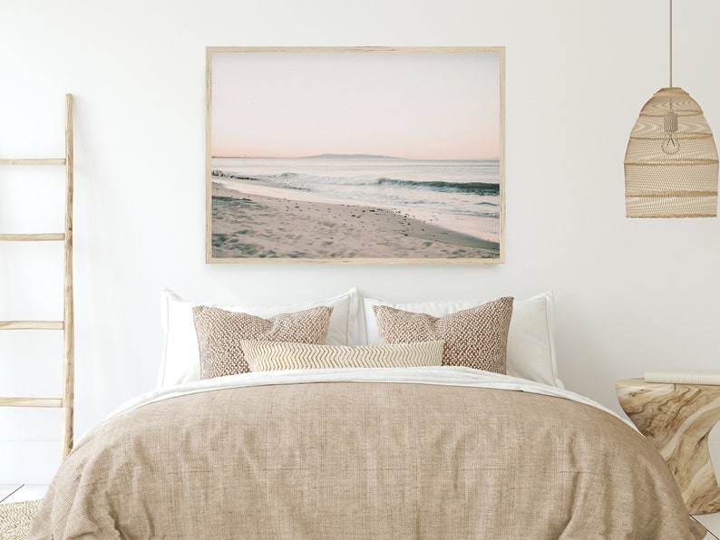 Pastel Beach Sunset, Muted Beach Print, Coastal Beach Decor, Beach ...