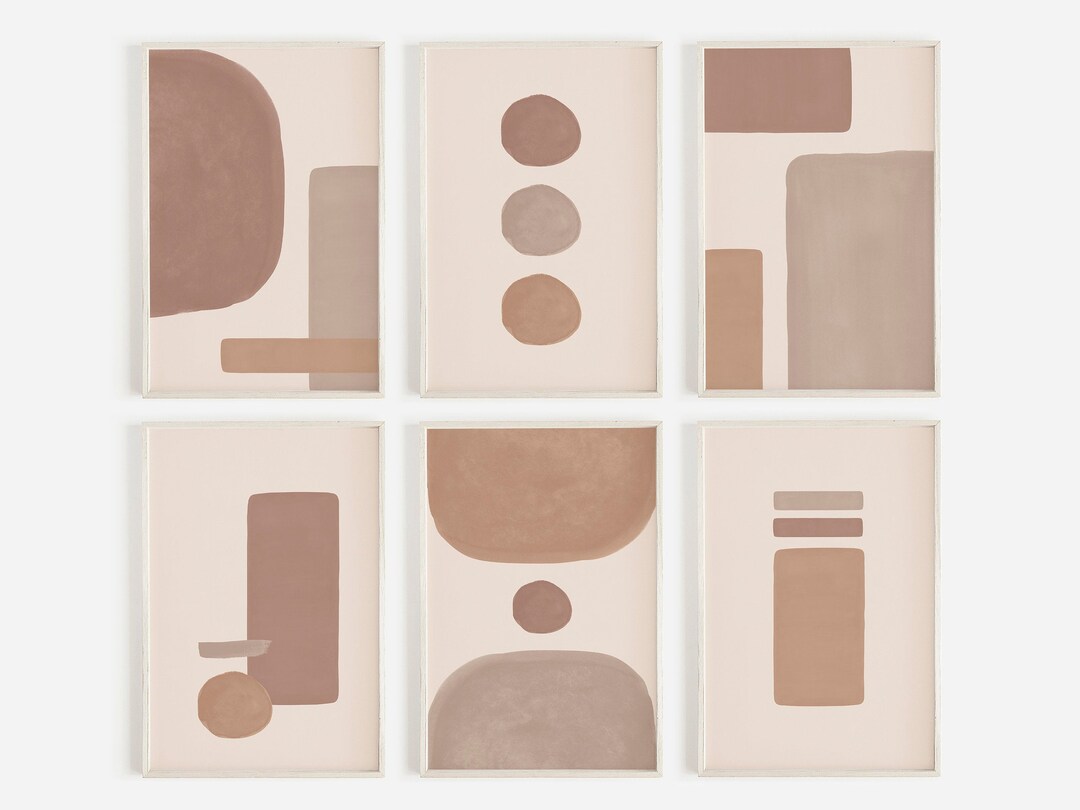 Abstract Terracotta Wall Art 6 Prints, Boho Wall Art Set, Minimalist ...