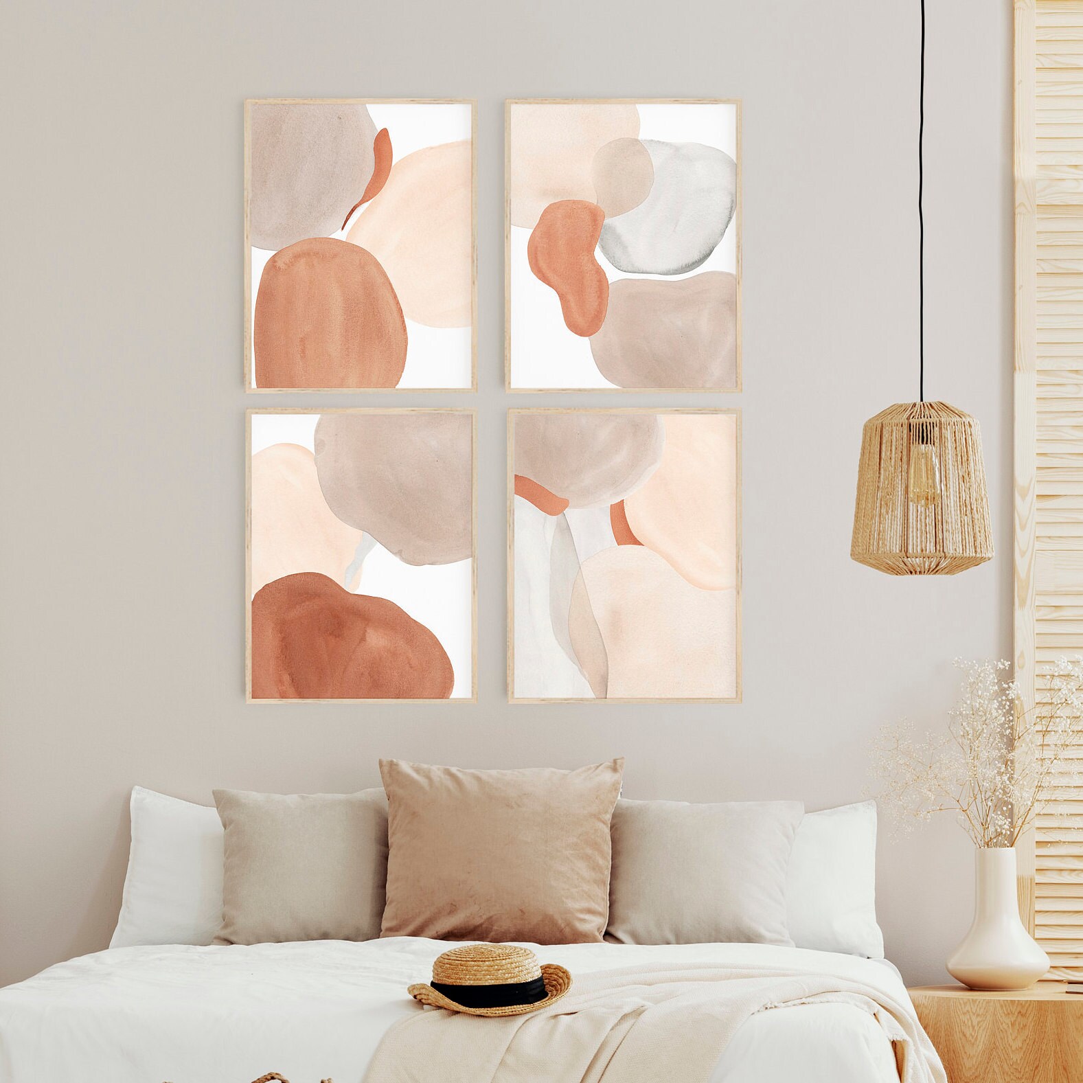 Gallery Wall Art Set of 4 Terracotta Prints Boho Art Set - Etsy