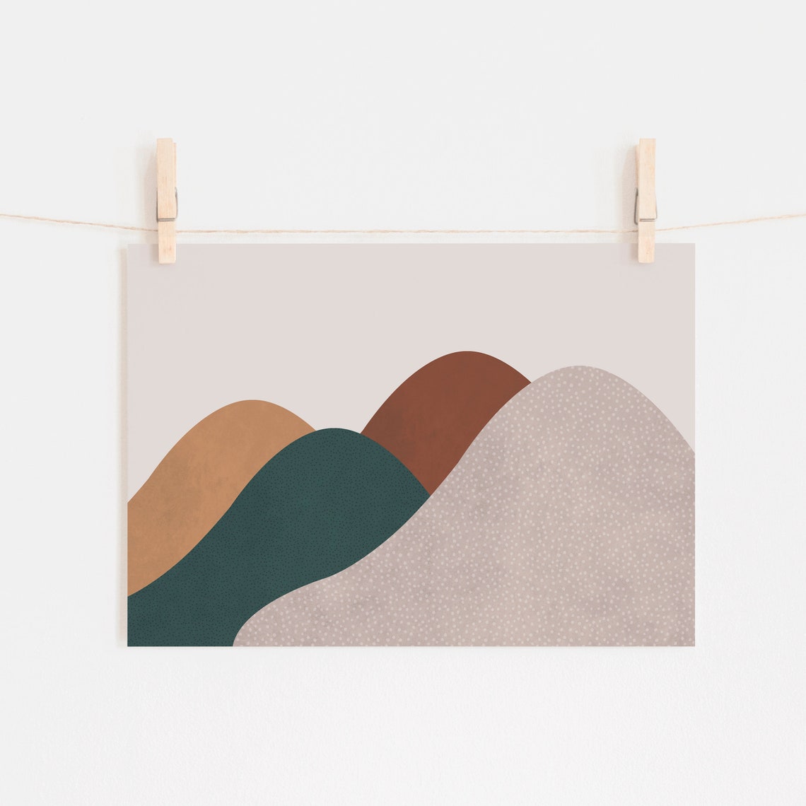 Rolling Hills Abstract Wall Art, Color Block Landscape Print ...