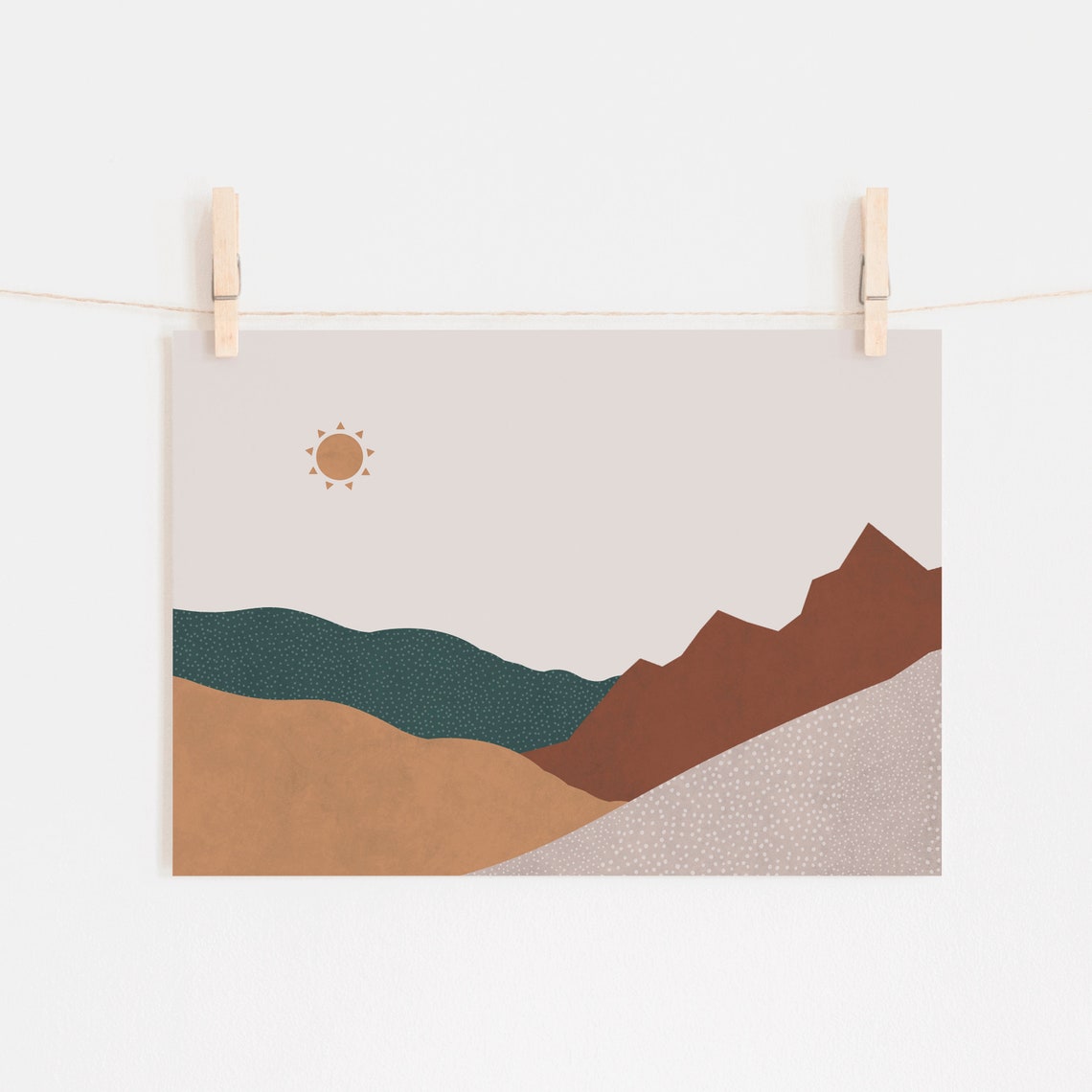 Desert Sky Abstract Art Print Color Block Mid Century Indigo | Etsy