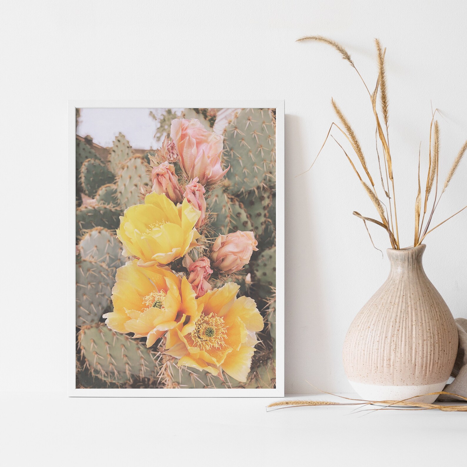 Cactus Flower Art Print, Desert Cactus Print, Printable Wall Art, Boho ...