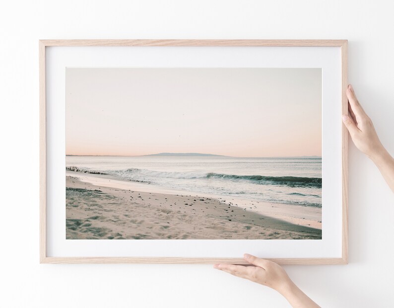 Pastel Beach Sunset, Muted Beach Print, Coastal Beach Decor, Beach ...
