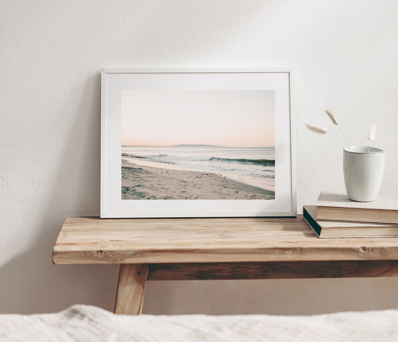 Pastel Beach Sunset, Muted Beach Print, Coastal Beach Decor, Beach ...