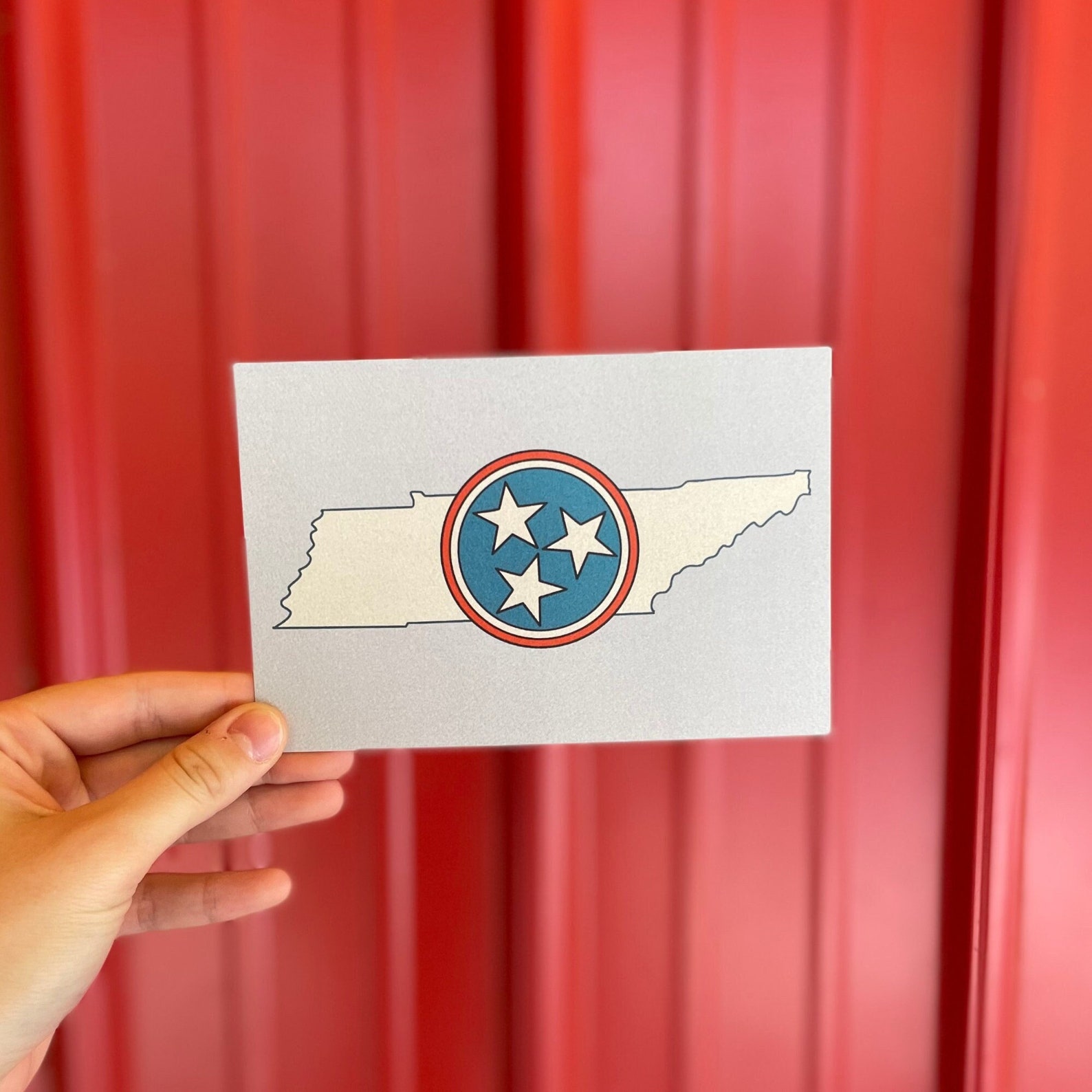 Tennessee State Flag Tri-star Postcard Tennessee Vintage Postcard Retro ...