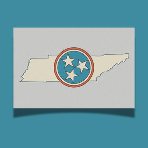 Tennessee State Flag Tri-star Postcard Tennessee Vintage Postcard Retro ...