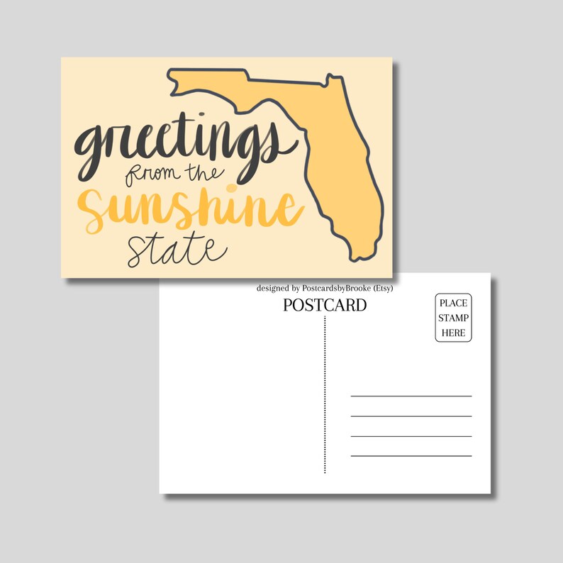 Greetings From the Sunshine State Postcard, Florida Postcard, Greeting ...