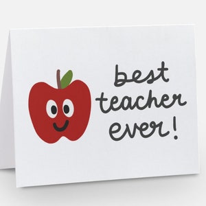 Best Teacher Ever Card, Teacher Appreciation Card, Thank You Card ...