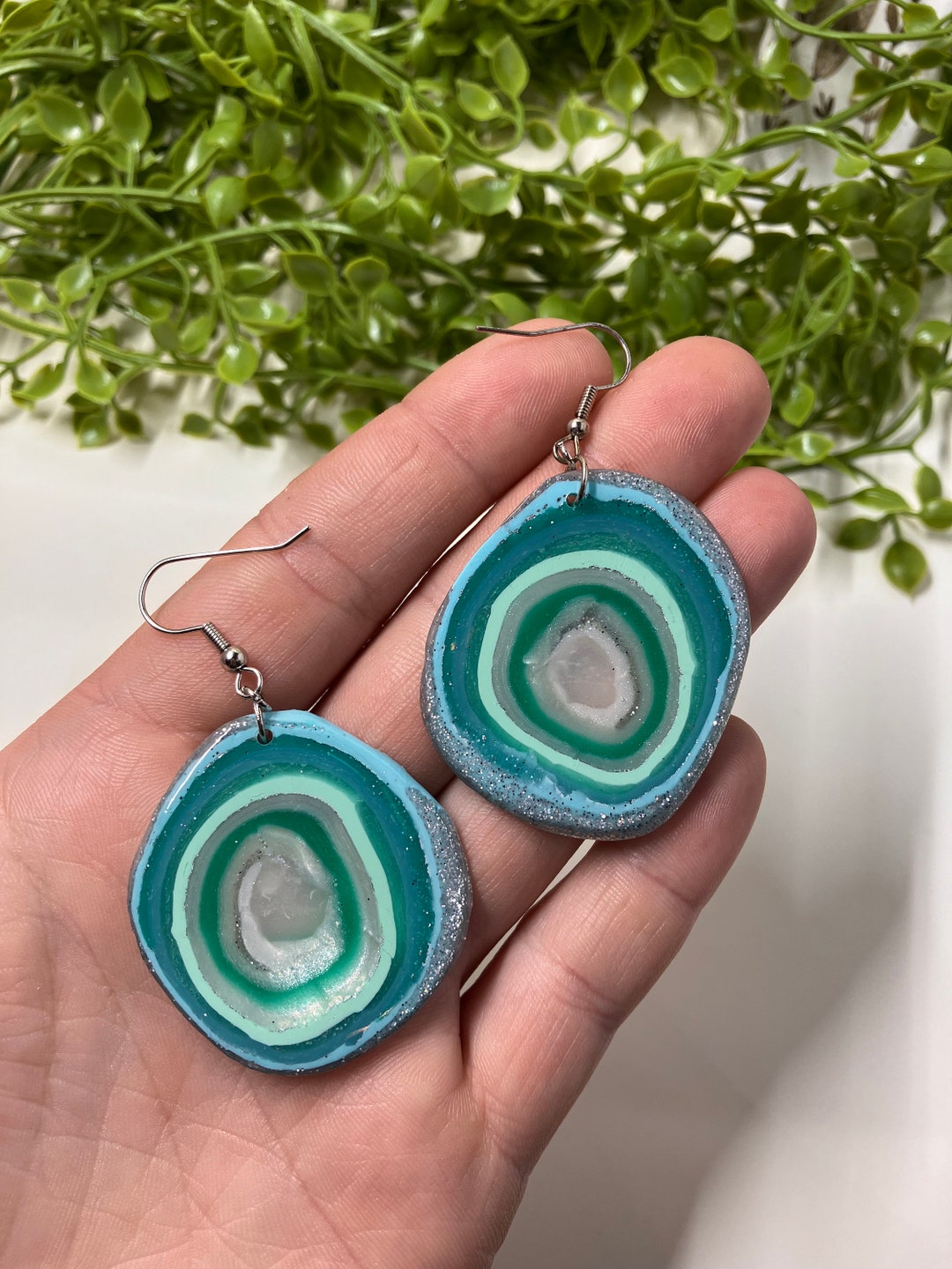 Polymer Clay Geode Earring - Etsy